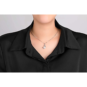 WRISTCHIE Womens Jewelry 925 Sterling Silver and Freshwater-Cultured Pearl Mermaid Pendant Necklace 18+2" (Silver) (Silver)