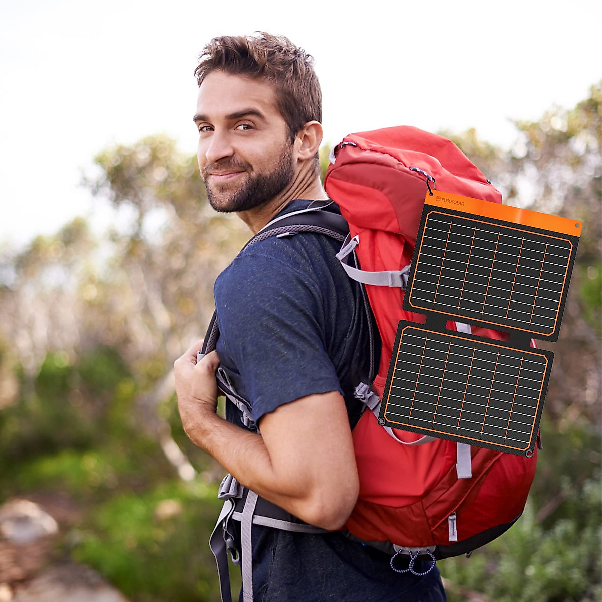 FlexSolar 20W Portable Solar Panel, High-Efficiency Monocrystalline PV Module Power Charger with Dual USB Ports for Phones, Tablets, Power Bank, Camera and Other Off-Grid Applications