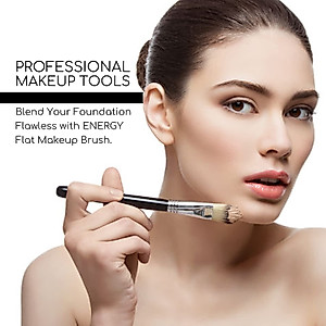 Flat Foundation Brush for Liquid Makeup ENERGY Tapered Foundation Makeup Brushes Large Flawless for Liquid Cream Cosmeitcs Buffing Blending Premium Vegan Dense Face Makeup Brush F60