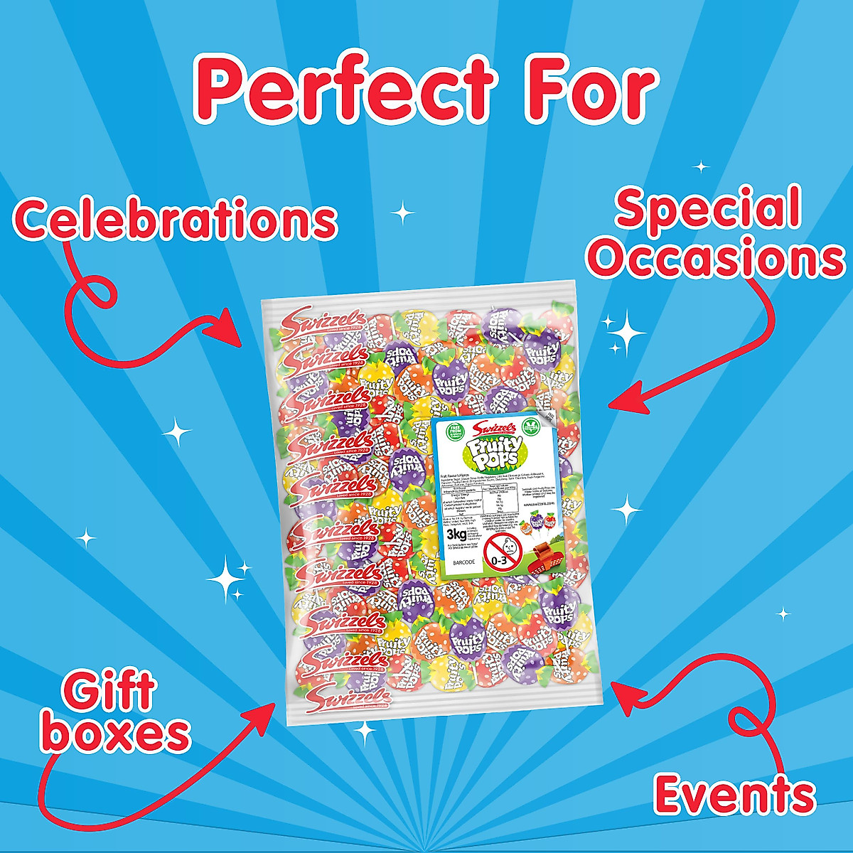 Swizzels Matlow Fruity Pops Lollies Sweets (1 x 3 kg)