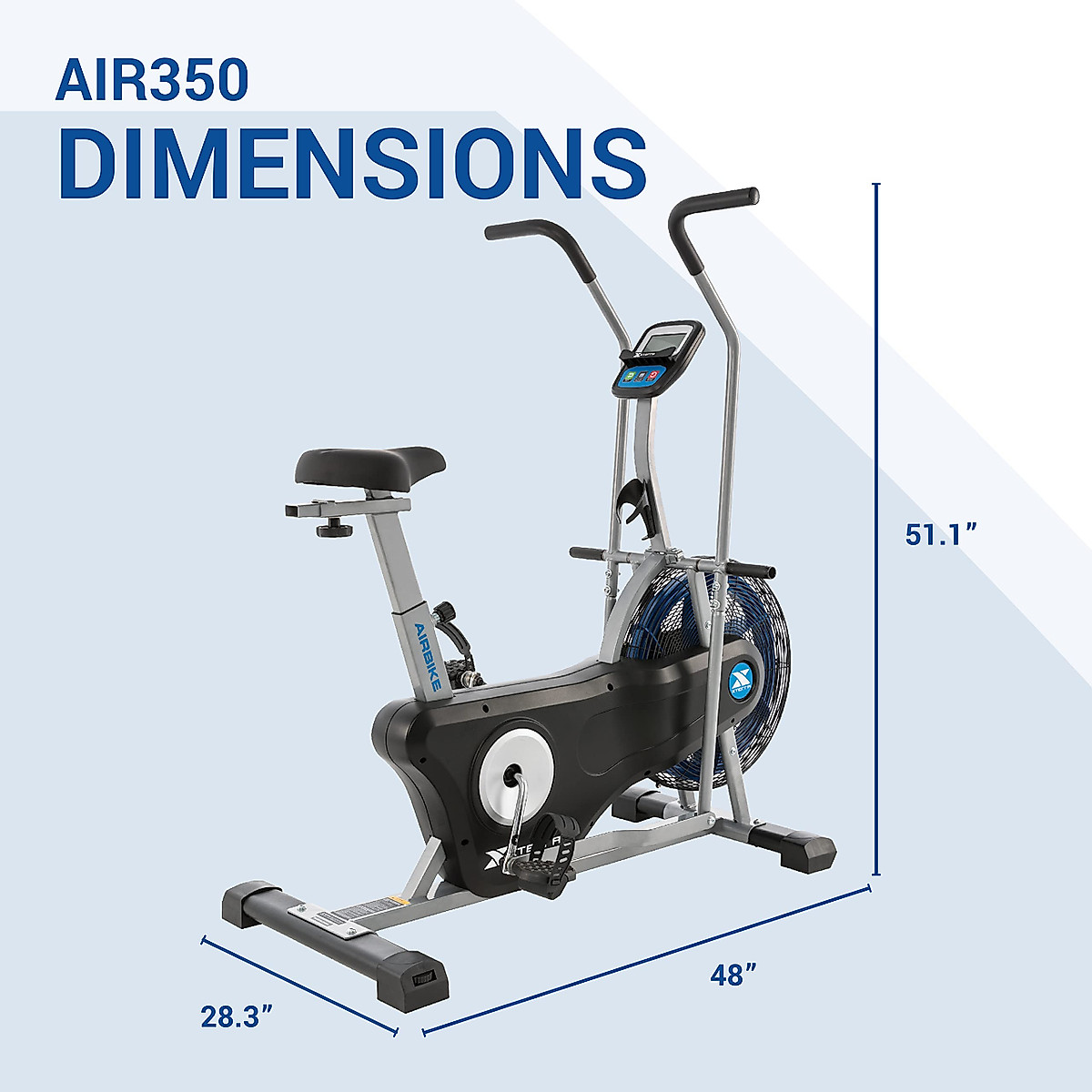 XTERRA Fitness AIR350 Air Bike Ergonomic Design, Comfortable Padded Seat, Heavy Duty Fitness Bike