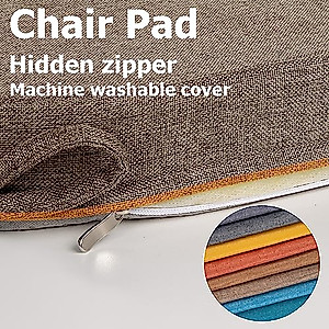 Millsilo D-Shaped Chair Cushions for Dining Chairs with Ties and Removable Cover, Dining Kitchen Chair Pads, Indoor Dining Room Non-Slip Backing Seat Cushions 4 Set, 16.5" x 16.2" x 2" Autumn Color