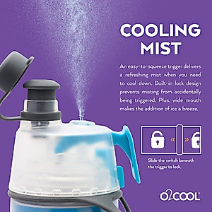 O2COOL Mist 'N Sip Kids Misting Water Bottle 2-in-1 Mist And Sip Function With No Leak Pull Top Spout 12oz (Sharks)