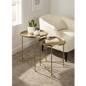 Kate and Laurel Ulani Round Metal Nesting Accent Tables, 2 Piece, Gold