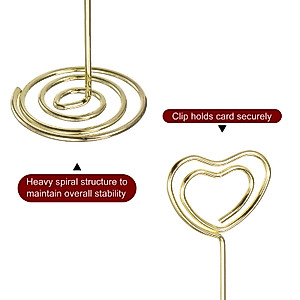 HARFINGTON 12pcs Table Number Holders 1.97 Inch 50mm Tall Mini Heart Shape Steel Photo Holders for Centerpieces Table Place Card Holders for Wedding Reception Party Office Home, Silver Tone