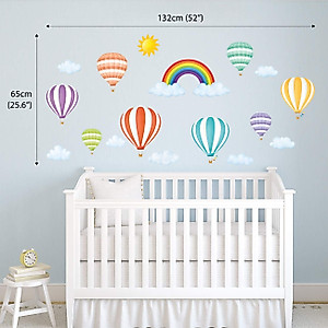 DECOWALL DS8-1801 Rainbow and Hot Air Balloons Kids Wall Stickers Wall Decals Peel and Stick Removable Wall Stickers for Kids Nursery Bedroom Living Room d?cor