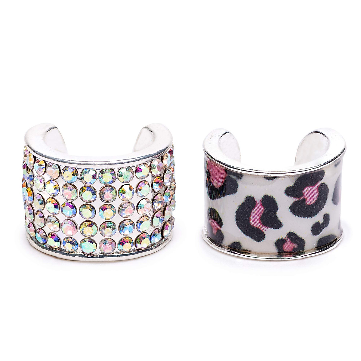 charMED Custom Stethoscope Charms - Set of 2 Charms (Cheetah and Iridescent Rainbow Gem) - Gifts for Nurses, Doctors, Veterinarians, Technicians, Surgeons & Healthcare Professionals - 0.5" Ring Charm