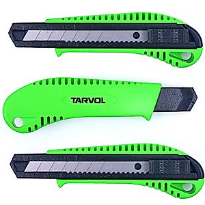 Box Cutter Utility Knife (3 PACK) - Premium Grade Strength - Retractable Snap Off Blades - Perfect Hobby Knife for Cutting Cardboard, Boxes, and More!