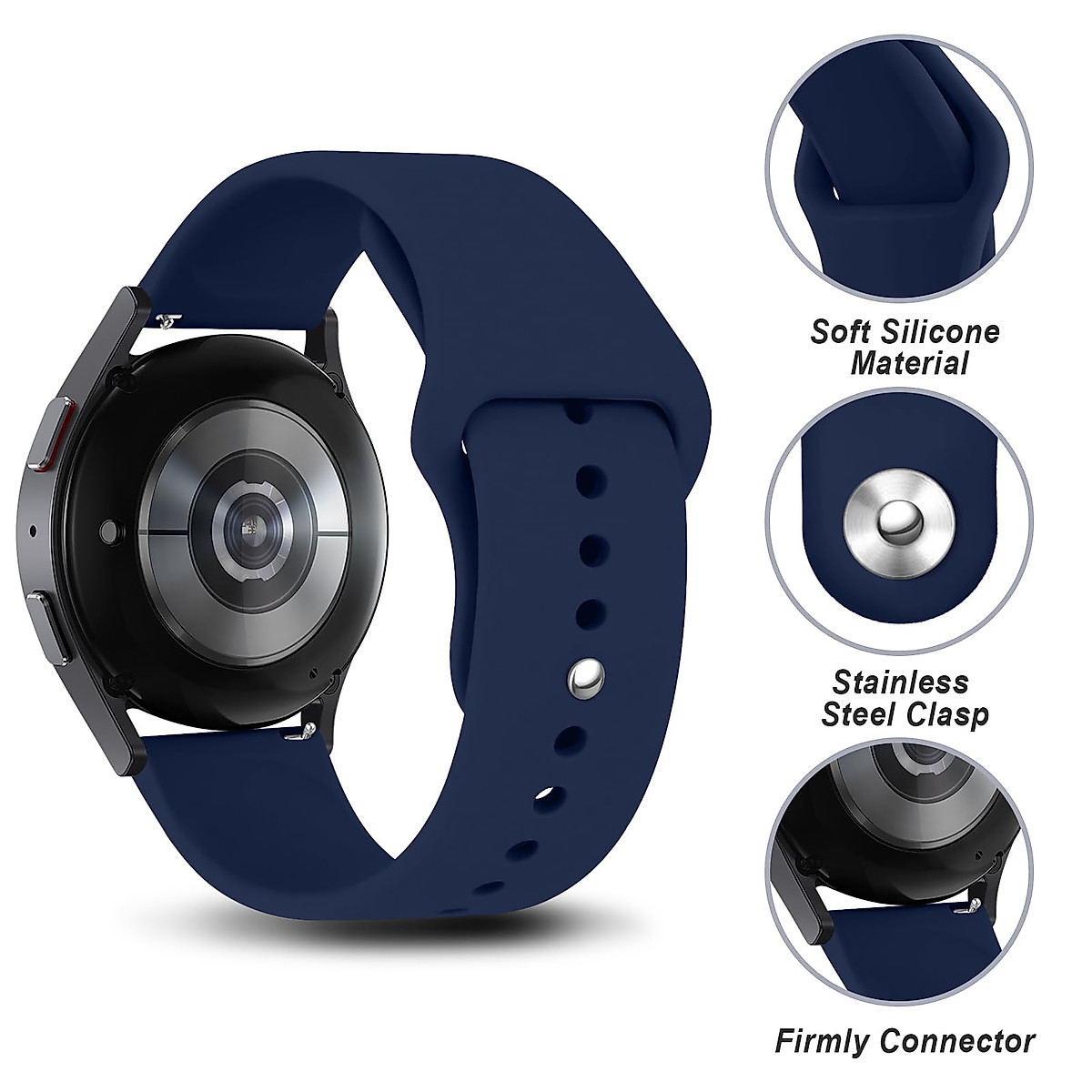 Sport Band for Samsung Galaxy Watch 7/6/5/4/FE Band 40mm 44mm/Galaxy Watch 6 Classic 47mm 43mm/4 Classic 46mm 42mm/Active 2/Watch 5 pro 45mm/3 41mm Women/Men,20mm Silicone Strap Correa Wristbands 4PCS