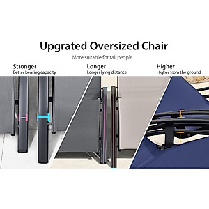 PURPLE LEAF Patio Oversized Chaise Lounge Chair Set with Side Table Pool Adjustable Recliner Chairs for Outside Beach Outdoor Sunbathing Tanning Poolside Lounger Chair