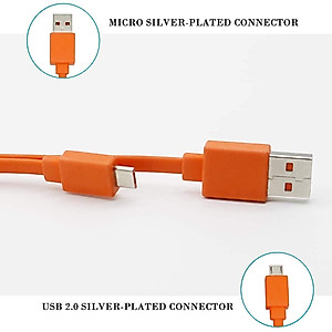 Aquelo USB Fast Power Charger Charging Cable Cord for JBL Wireless Bluetooth Speaker Earphone Headphone Headset Micro-USB, 3.3FT & Orange