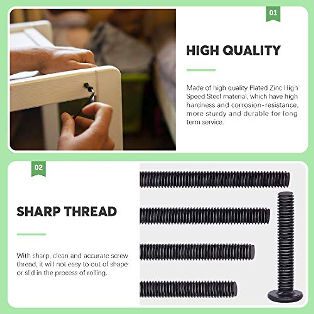 Keadic 122Pcs M6 x 35/45/55/65/75mm Baby Bed Screws Hardware Replacement Kit, Black Hex Socket Cap Bolts Barrel Nuts Assortment Kit for Furniture Cots Beds Crib, 1 Hex Key and Plastic Box for Free