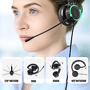 Anivia Stereo Computer Headset with Noise Cancelling Microphone for PC Office Phone Laptop - On-Ear Wired Headphones with Microphone, 3.5mm Audio Jack for PS4 PS5 Xbox, A7plus Black