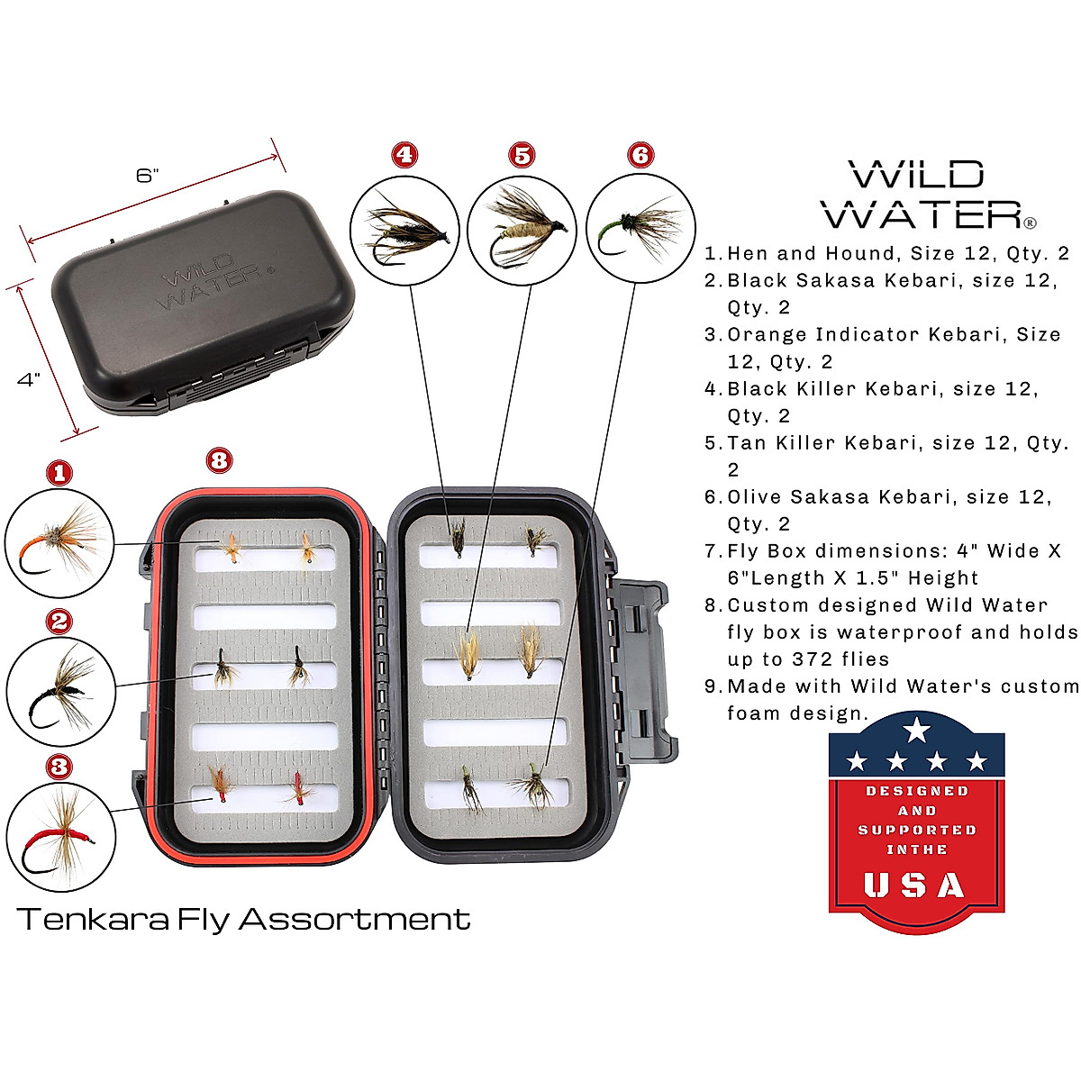 Wild Water Fly Fishing 8' Tenkara Fly Rod Complete Combo Starter Package with Flies