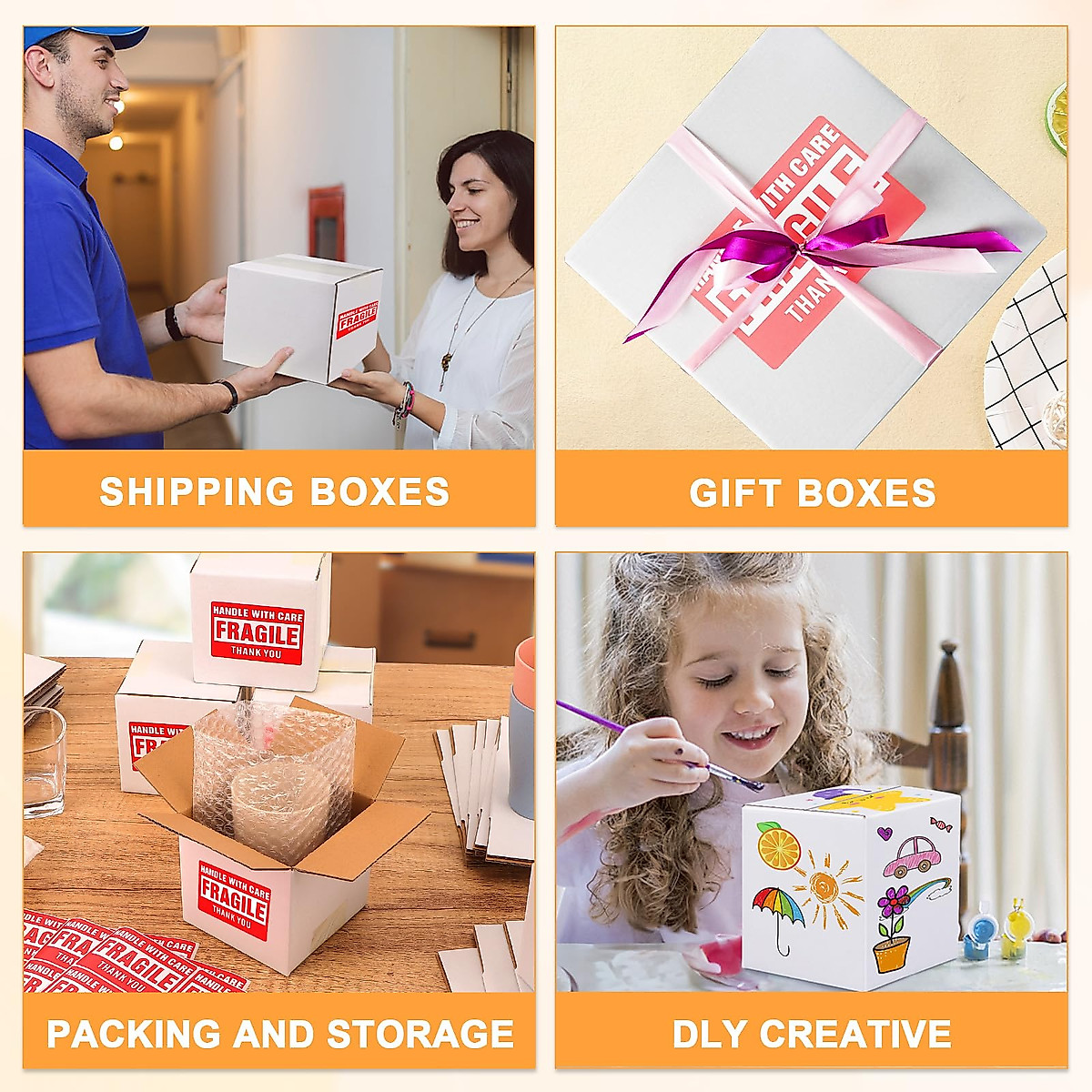 25Pack 5x5x5 Shipping Boxes for Small Business,White Mailing Boxes with Bubble Bags & Fragile Stickers for Mailing and Packing Small Gifts,Candle 5x5 Shipping boxes,Mug boxes for Shipping