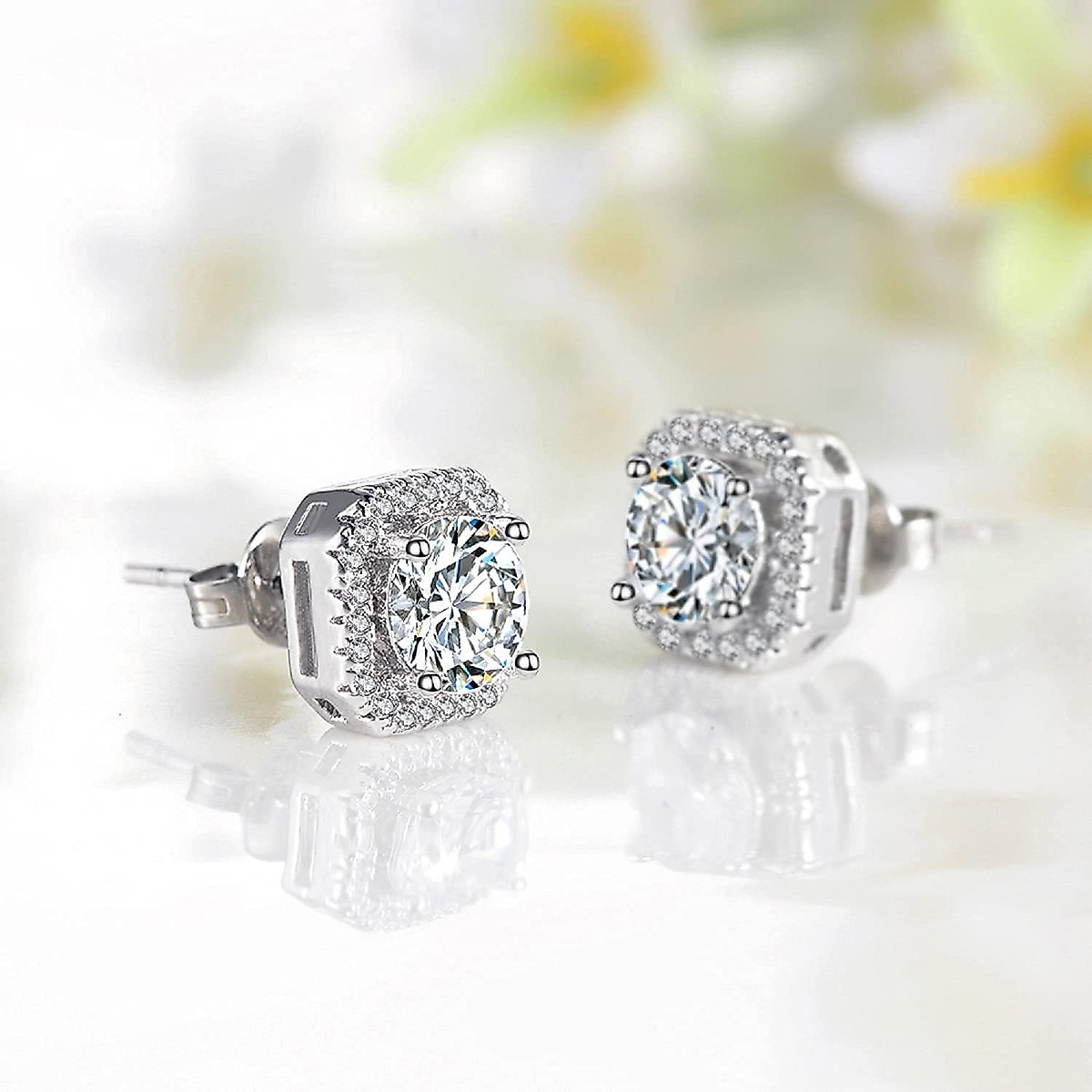 CHENXIKK Bride Silver Bridal Necklace Earrings Set Crystal Wedding Jewelry Set Rhinestone Choker Necklace for Women (Silver Plated Copper Earrings Necklace Set Women)