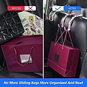 Flymic Adjustable Car Seat Headrest Hook, Universal Car Storage Headrest Hanger Holder Hooks Organizer, Vehicle Strong and Durable Backseat Hanger for Handbag Purse Coat 4 Pack Pink