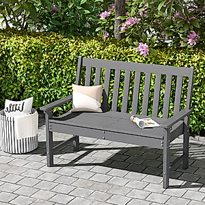 Tangkula 2-Person Outdoor Garden Park Bench, All-Weather HDPE Patio Loveseat Chair with Cozy Backrest, Ergonomic Loveseat Bench for Backyard, Poolside, Front Porch, 705 lbs Max Load