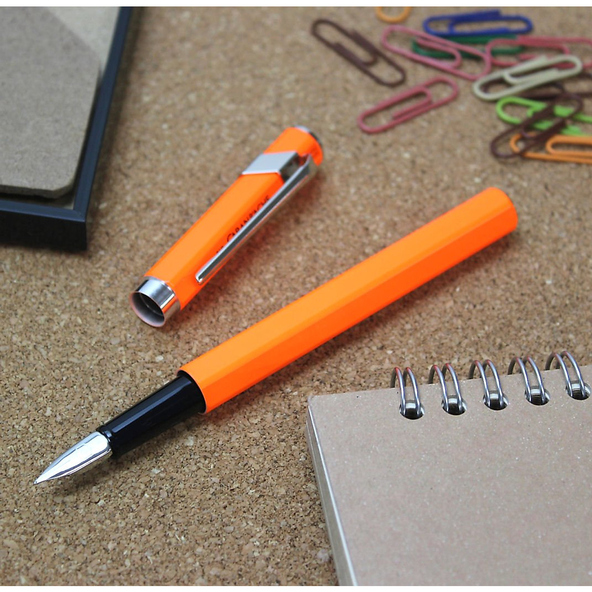 Caran d'Ache EF Fountain Pen, Extra Fine Point, 849 0842-030, Fluorescent Orange, Dual Use, Genuine Imported