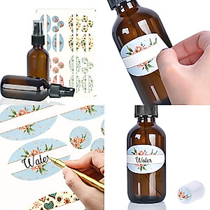 12 Pack 2oz 60 ml Amber Glass Spray Bottles with Fine Mist Sprayer & Dust Cap for Essential Oils, Perfumes,Cleaning Products.Included 1 Brush,2 Extra Sprayers,2 Funnels,3 Droppers & 24 Labels.