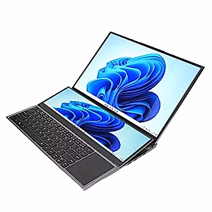 VINGVO 16in 14in Dual Screen Laptop, for Intel for Core I7 CPU Dual Screen Laptop for Win11 100‑240V 1TB SSD for Playing Games (US Plug)