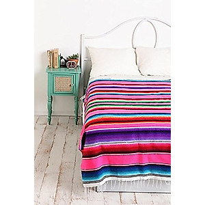 Party Sarape Mexican Serape Saltillo Blanket (X-large, Pink) Heavy Authentic Throw 58" X 78" Top Quality000203