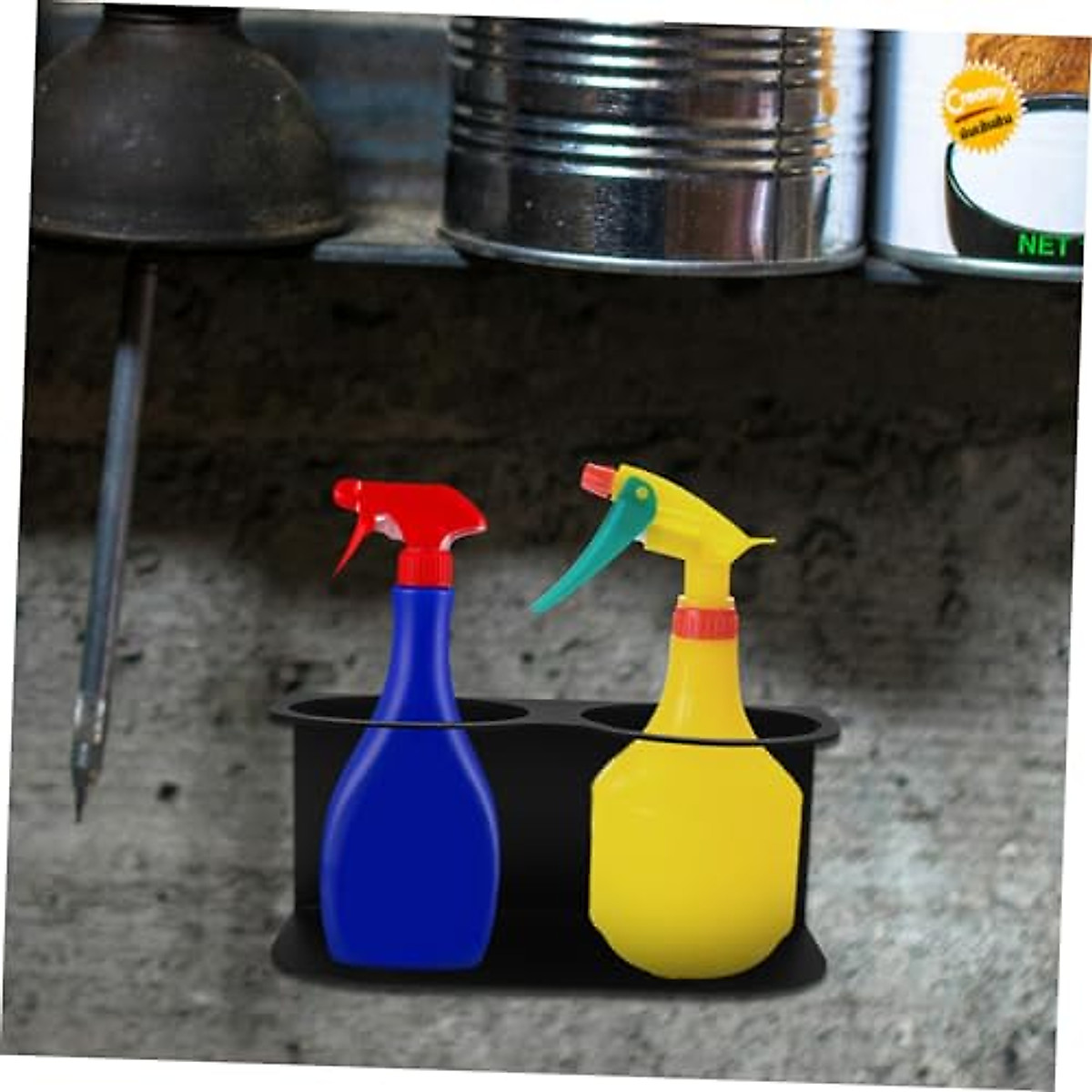 OSOLADY Spray Bottle Holder Wall Hanging Spray Bottles Storage Rack Heavy Duty Hooks Spray Bottle Mount Bracket Wall Bracket Spray Bottle Wall Mount Spray Bottle Hook Black Stainless Steel