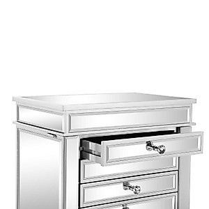 VINGLI Mirrored Jewelry Armoire, Mirror Jewelry Cabinet Standing with 6 Drawers & 2 Side Doors, Jewelry Armoire Cabinet, Standing Jewelry Box, Mirrored Jewelry Chest, Standing Jewelry Box, Silver