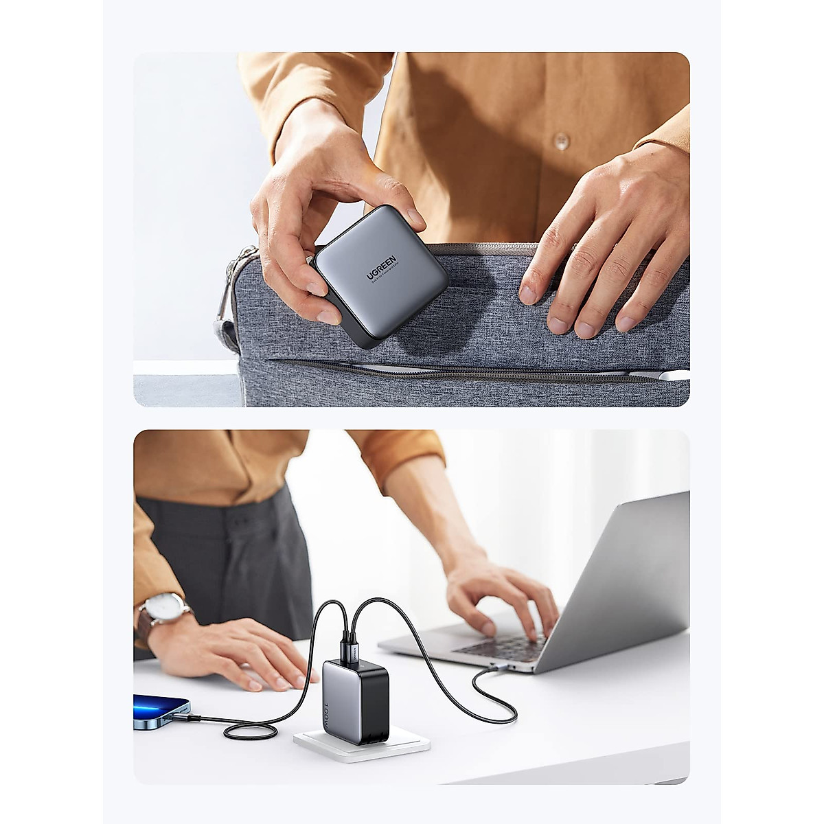 UGREEN 100W USB C Wall Charger, Nexode 2-Port GaN Foldable Fast Charger Block Compatible with MacBook Pro/Air, iPad Pro, iPhone 14 Pro, Dell XPS, Chromebook, Samsung Galaxy S23 Ultra, Pixel 7 Pro