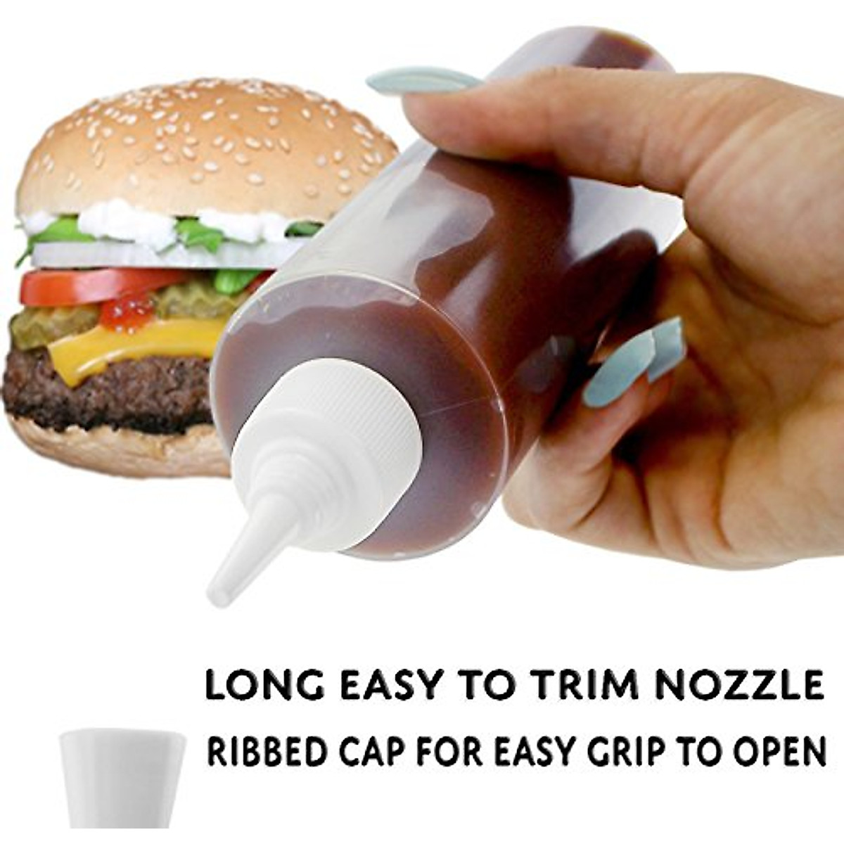 8-Ounce Plastic Squeeze Bottles with Graduated Measurements (8-Pack); Great for Kitchen, Portion Control, Condiments, Cosmetic Use & Crafts