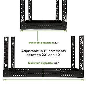 NavePoint 25U Professional 4-Post IT Open Frame Server Network Relay Rack 4.5 Feet Tall Black