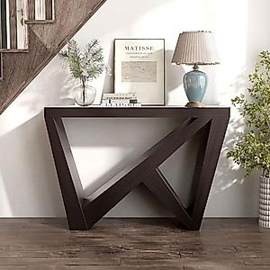 HOMES: Inside + Out Naomi Modern Decorative Accent Console with W-Shaped Legs, Narrow Desk, Wood Entryway Console Table for Living Room, Hallway, Entrance, Small Spaces, Cappuccino