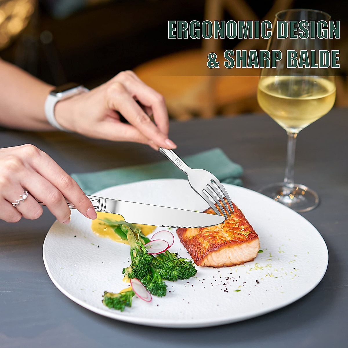 HaWare 40-Piece Heavy Duty Silverware Set, Stainless Steel Flatware Cutlery Set for 8, Fancy Tableware Eating Utensils for Home, Hotel, Restaurant, Include Dinner Knives Forks Spoons, Dishwasher Safe