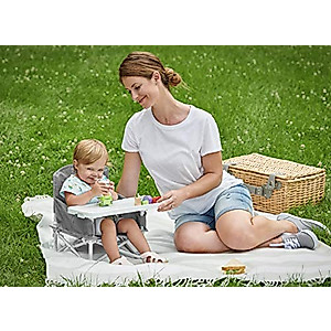 Regalo My Chair 2-in-1 Portable Travel Booster Seat & Activity Chair, Bonus Kit Includes, Oversized Removable Tray with Cup Holder, Grey