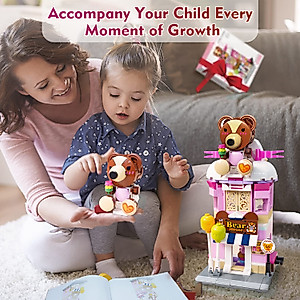 PeachLeaf Building Blocks Toys for Girls Teddy Theme Store Pink Building Toy Store Bricks Toys STEM Toys Creative Construction Play Set Christmas Birthday Gifts for Girls Age 6-12 and Up (281 Pieces)