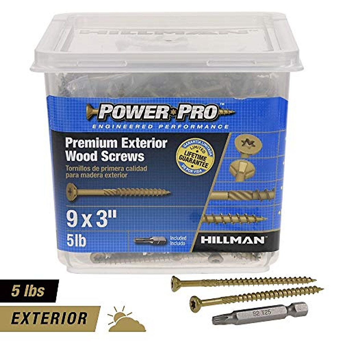 Power Pro Premium Exterior Wood Screws (#9 x 3") - 5lb Box