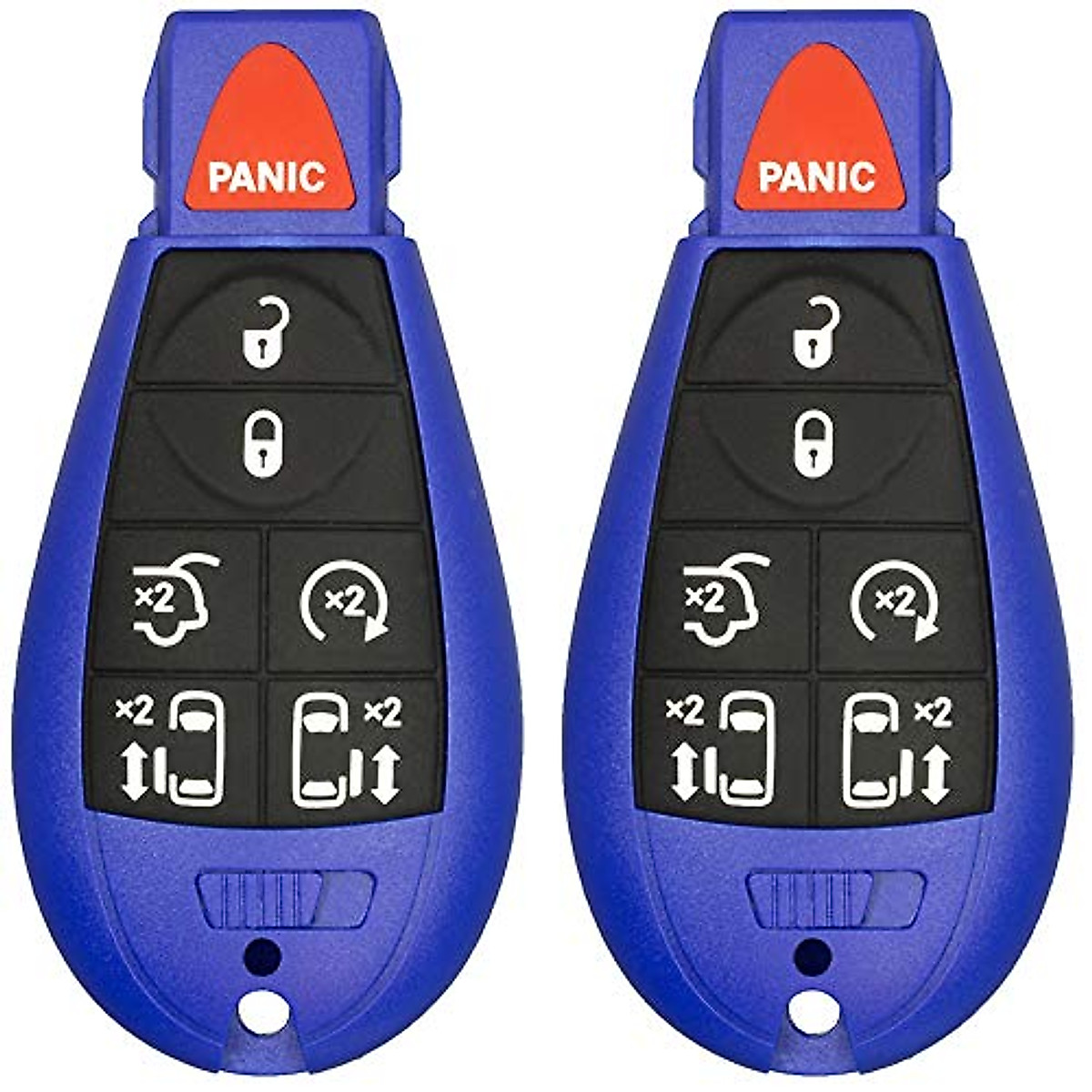 2 New Blue Keyless Entry 7 Buttons Remote Start Car Key Fob M3N5WY783X, IYZ-C01C For Town Country Dodge Grand Caravan Volkswagen Routan