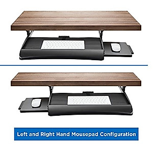 Mount-It! Keyboard Drawer Under Desk with Mouse Platform, Easy-Glide Sliding Under-Counter Computer Keyboard Tray 21 inch Wide
