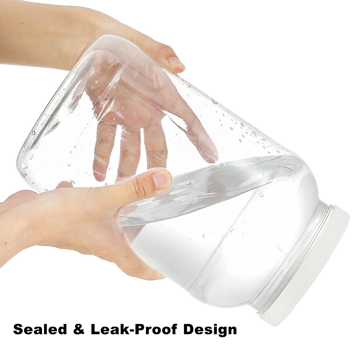 ZOOFOX 2 Pack Plastic Jars with Lids, 1 Gallon Wide Mouth Storage Containers, Empty Plastic Jars for Kitchen & Household Storage of Dry Goods, Peanut, Candy, Noodles