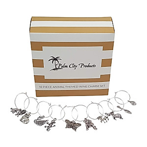 Palm City Products 10 Piece Animal Themed Wine Charm Set