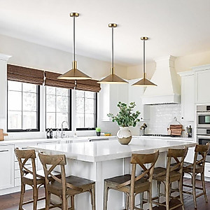 KCO Lighting Mid Century Modern Dome Pendant Light Gold and Black Barn Pendant Light Brass Cone Ceiling Pendant Light Fixture Farmhouse Kitchen Island Lighting (Gold)