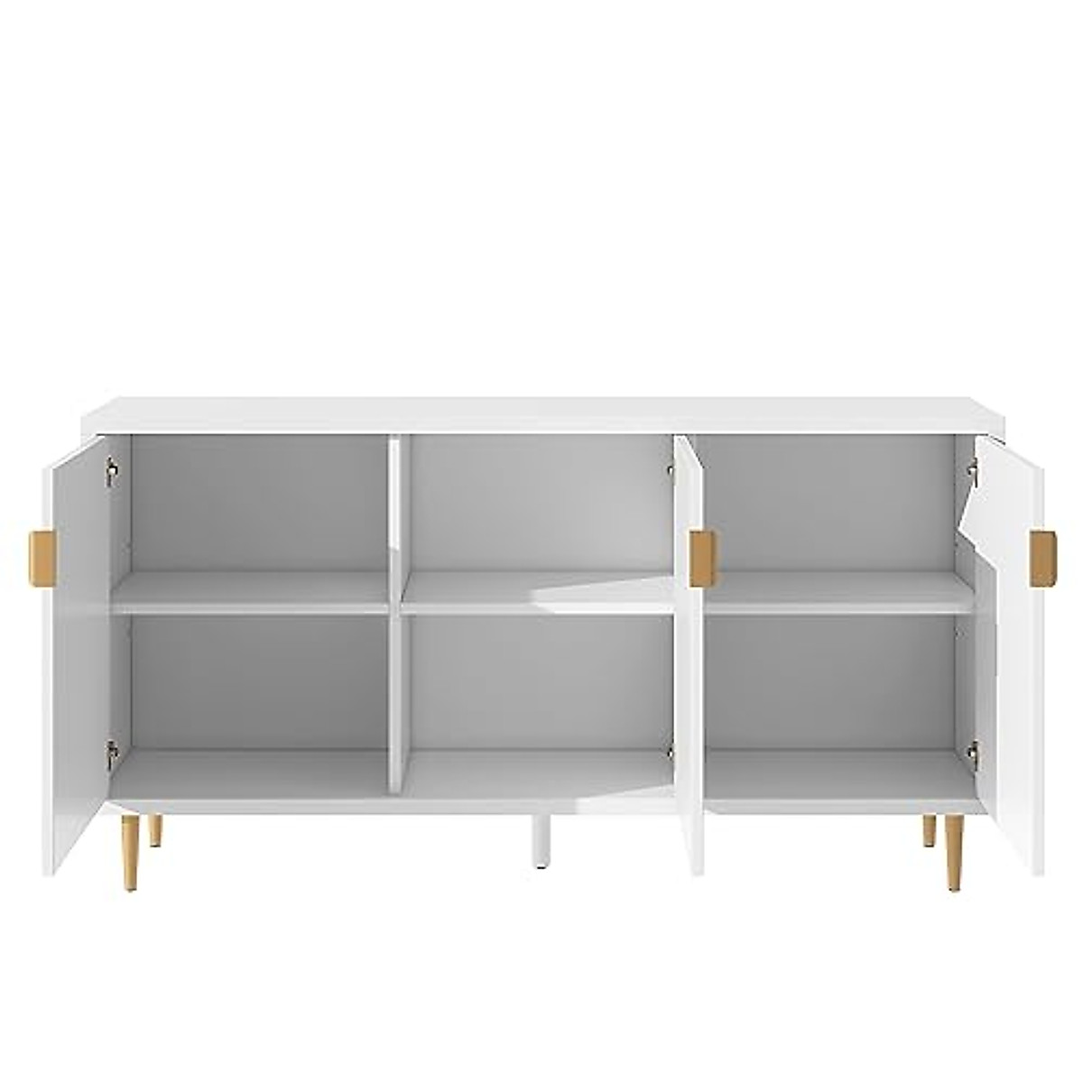 VilroCaz Modern 65'' Storage Sideboard Cabinet with Adjustable Shelves and Metal Legs, TV Stand for TV up to 70 inch, Center Console Table Sofa Table for Entryway Living Room Kitchen (A2-White)