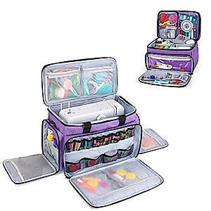 Luxja Sewing Machine Carrying Bag with Sewing Accessories Organizer, Purple