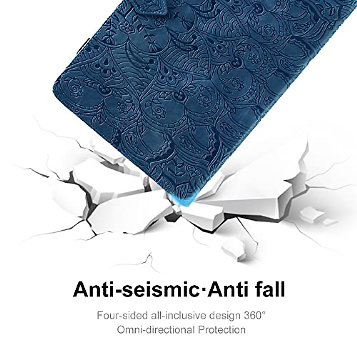 Schaflie Tab A8 2021 Case Mandala Embossed PU Leather Protective Cover Galaxy Tab A8 10.5" Magnetic Stand Tablet Case Cover for Galaxy Tab A8 10.5 Inch 2021 SM-X200 / SM-X205 - Blue