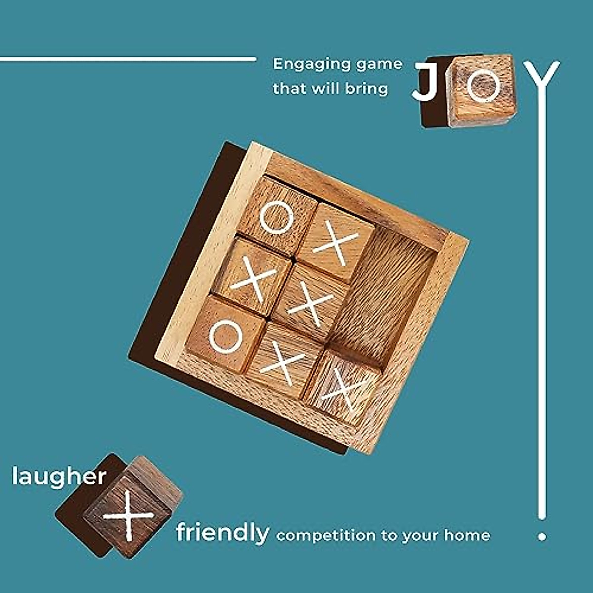 BSIRI Tic Tac Toe for Kids and Adults Coffee Table Living Room Decor and Desk Decor Family Games Night Classic Board Games Wood Rustic for Families Size 4 Inch