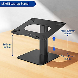 BESIGN LSX6N Laptop Stand, Ergonomic Adjustable Notebook Riser Holder, Computer Stand Compatible with Air, Pro, Dell, HP, Lenovo More 10-15.6" Laptops, Black