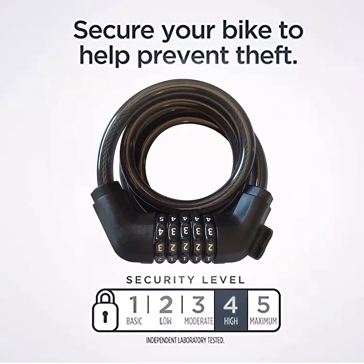 IDEALUX Bike Lock Cable, 4 Feet Resettable Cable Lock, Self Coiling 5 Digit Combination Bike Lock, Pefect for Locking Motocylce E Bike Scooter Skatebord (Black)