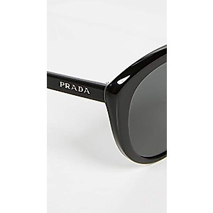 Prada PR 02VS 1AB5S0 Black Plastic Cat-Eye Sunglasses Grey Lens