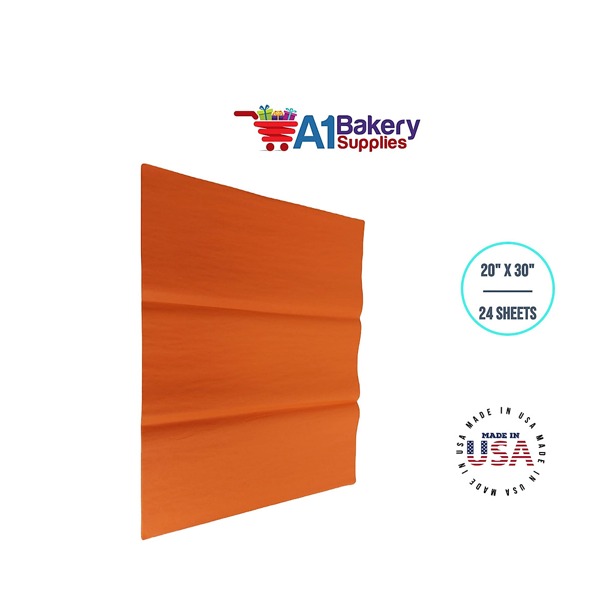 Orange Tissue Paper Squares, Bulk 24 Sheets, Premium Gift Wrap and Art Supplies for Birthdays, Holidays, or Presents by Feronia packaging, Large 20 Inch x 30 Inch