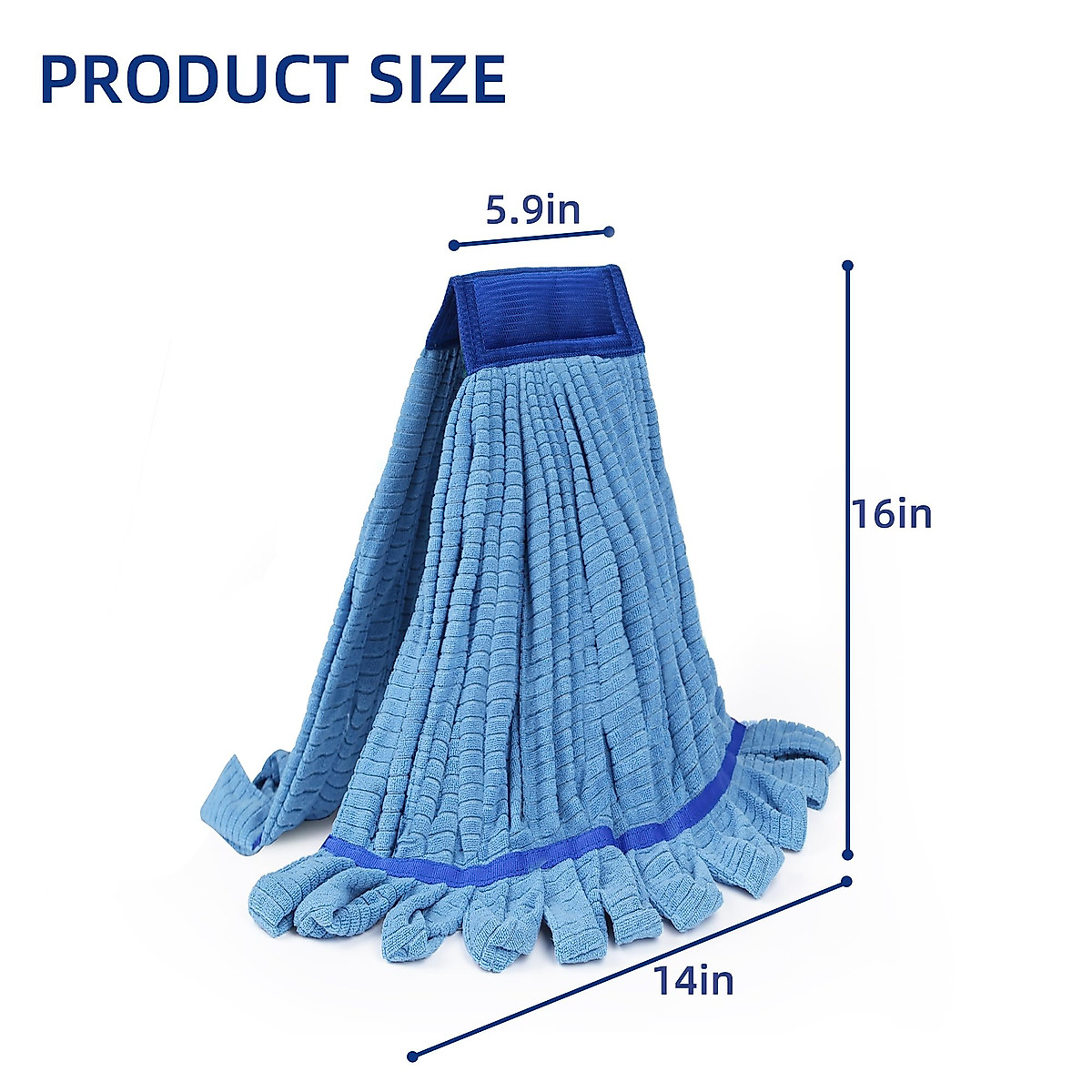 DRKLEAN 2 Pack Large Microfiber Tube Mop Heads,6 inch,Heavy Duty Mop Head,Highly Absorbent,Commercial Mop Head Replacement,Wet Mop Heads Replacement,for Hardwood, Tile, Laminate Floors,Blue (Blue)